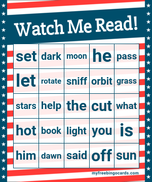 Watch Me Read! Bingo