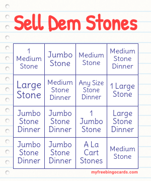 Sell Dem Stones Bingo