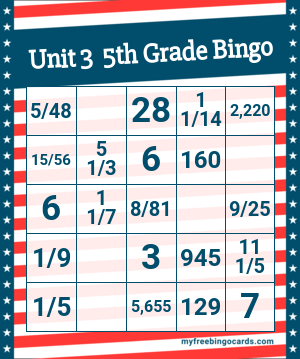 Unit 3 5th Grade Bingo