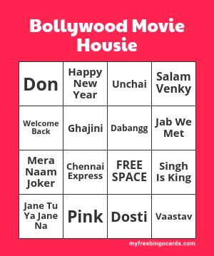 Bollywood Movie Housie Bingo