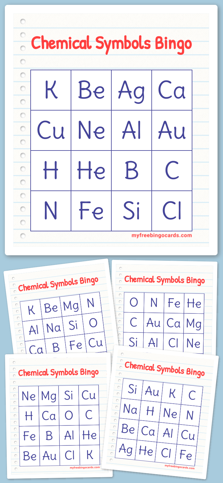 Virtual Chemical Symbols Bingo