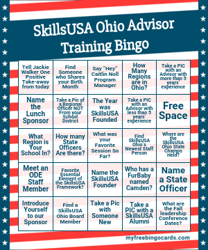 SkillsUSA Ohio Advisor Training Bingo