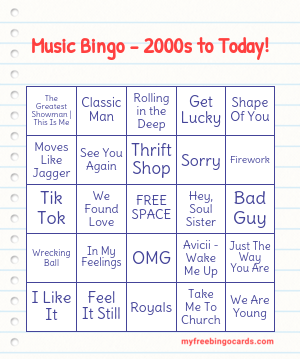 Music Bingo - 2000s to Today!