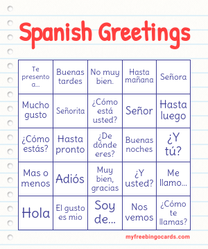 Spanish Greetings Bingo