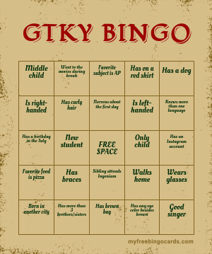 GTKY BINGO