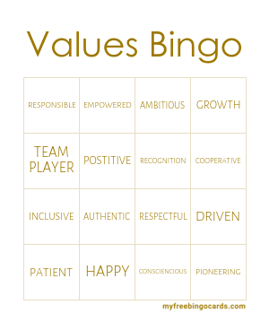 Values Bingo