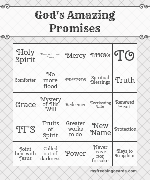 Print 100+ God's Amazing Promises Bingo Cards