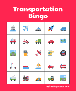 Transportation Bingo