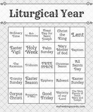 Liturgical Year Bingo