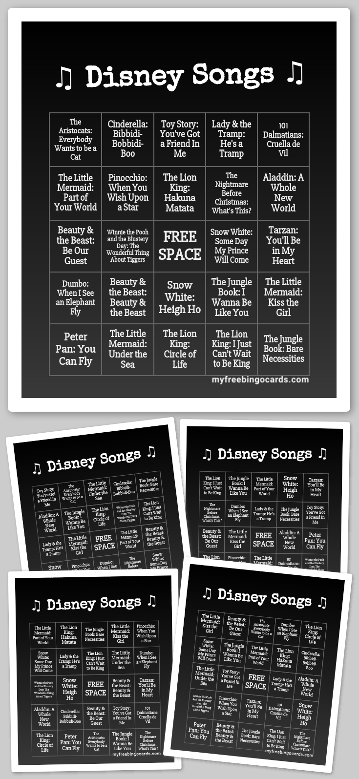 Virtual ♫ Disney Songs ♫ Bingo