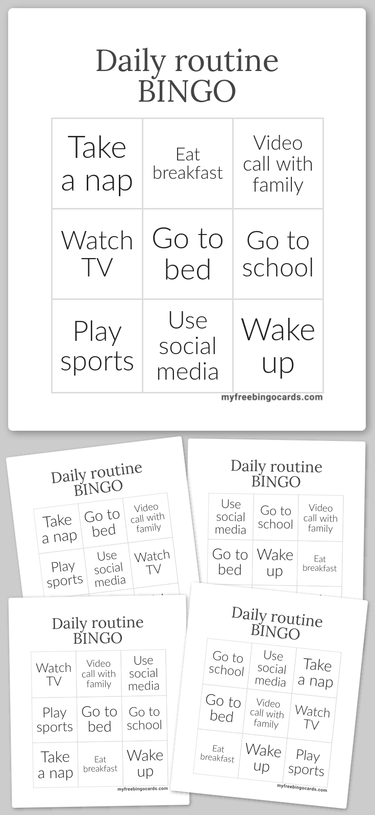 Virtual Daily routine BINGO