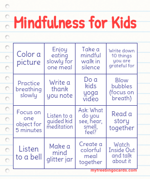 Print 100+ Mindfulness for Kids Bingo Cards