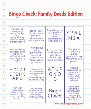 Bingo Check: Family Deeds Edition