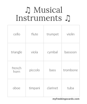 Musical Instruments ♫ Bingo