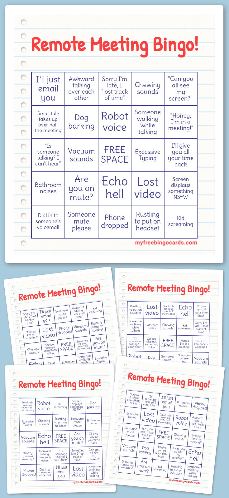 Virtual Remote Meeting Bingo!
