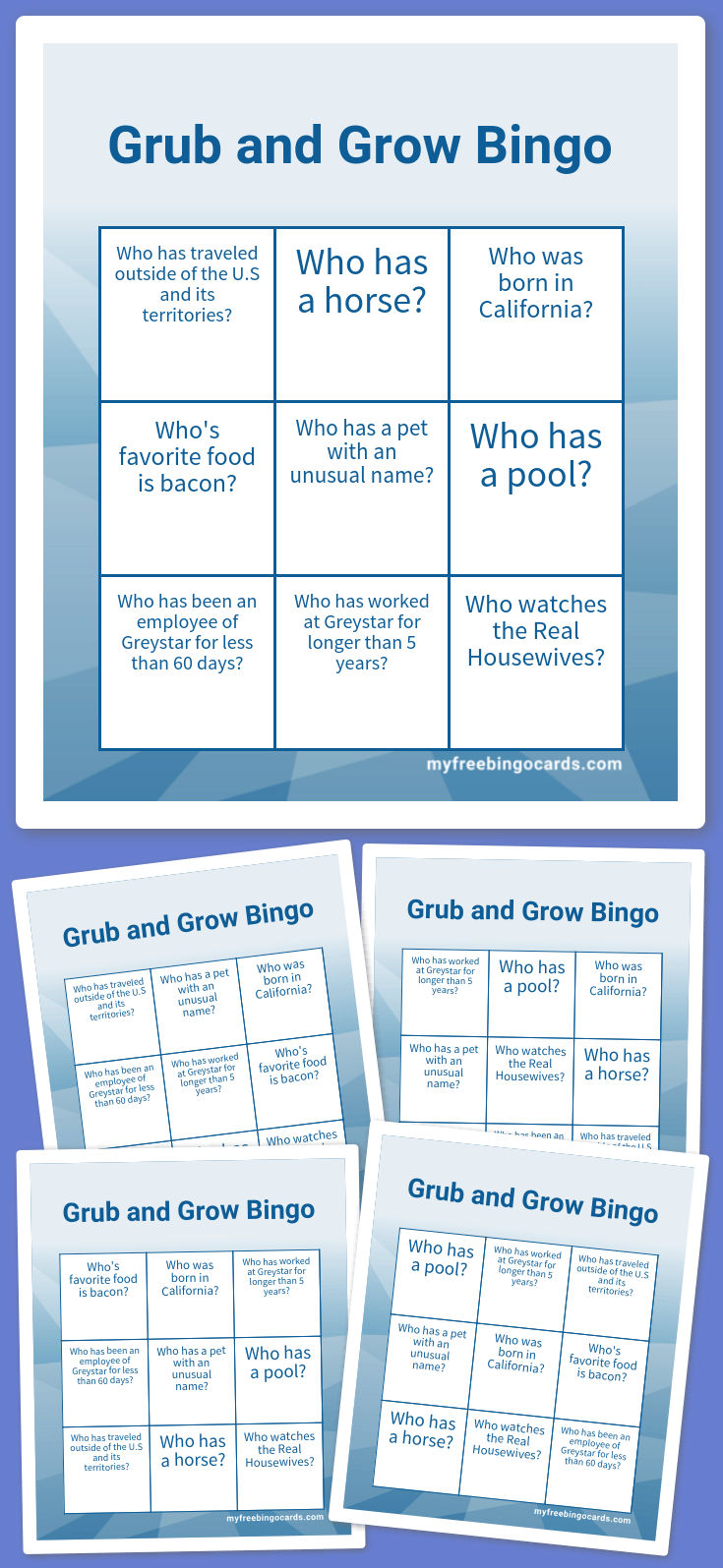 Virtual Grub and Grow Bingo