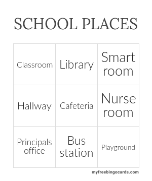 SCHOOL PLACES BINGO