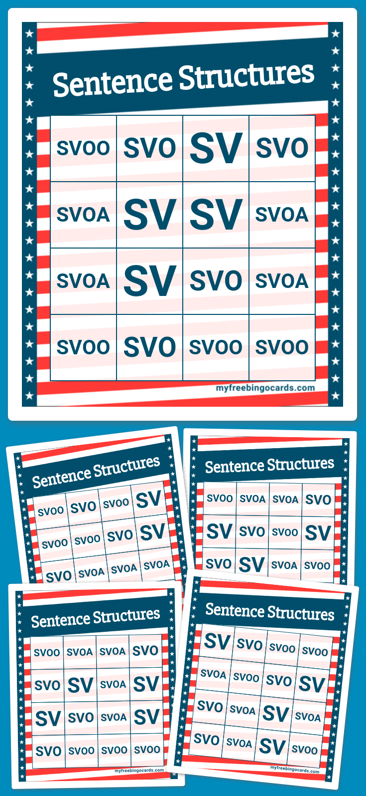 Virtual Sentence Structures Bingo
