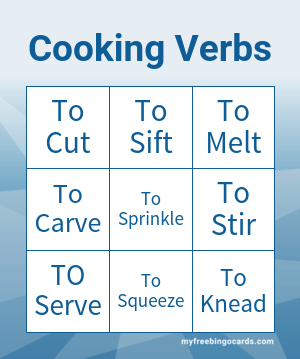 Cooking Verbs Bingo