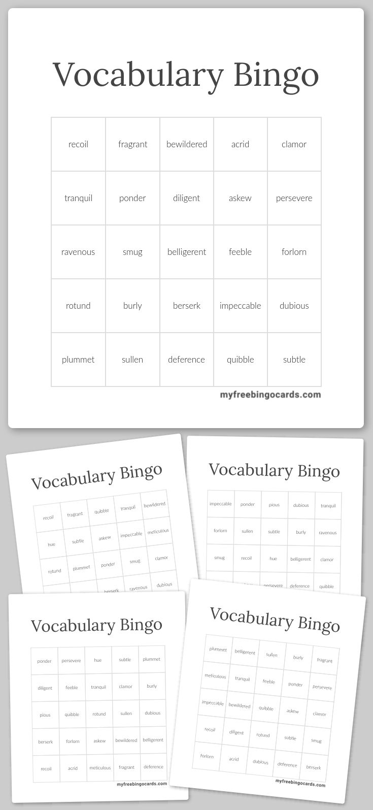 Virtual Vocabulary Bingo