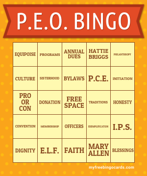 P.E.O. BINGO