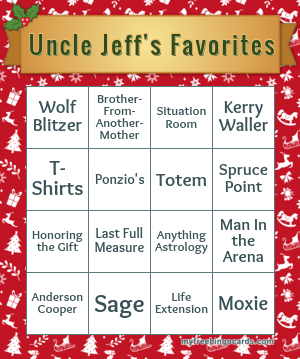Uncle Jeff's Favorites Bingo