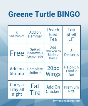 Greene Turtle BINGO