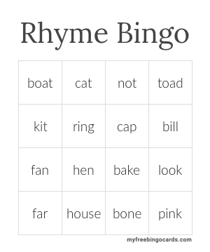 Rhyme Bingo