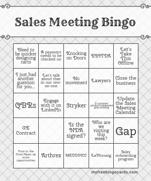 Sales Meeting Bingo