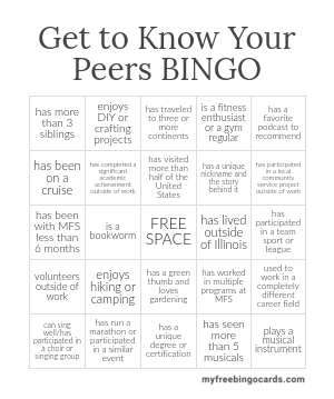 Get to Know Your Peers BINGO