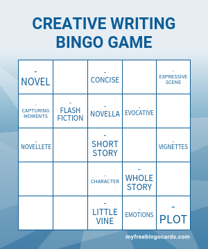 CREATIVE WRITING BINGO GAME