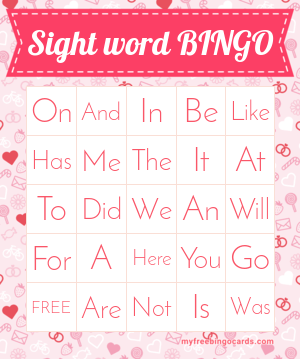Sight word BINGO