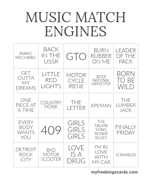 MUSIC MATCH ENGINES BINGO