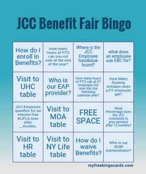 JCC Benefit Fair Bingo