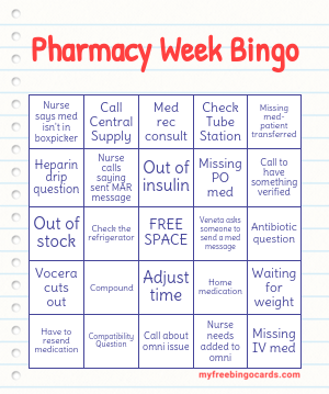 Pharmacy Week Bingo