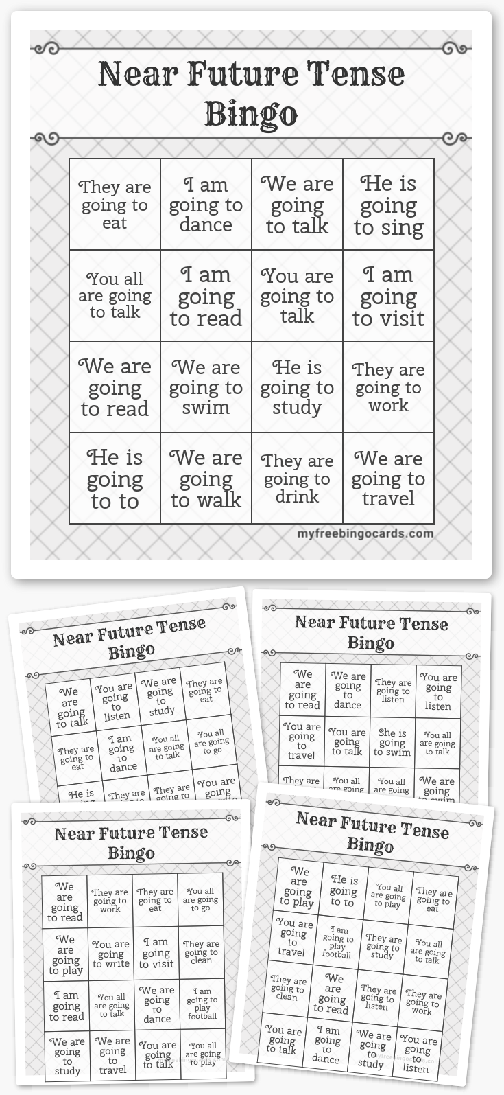 Virtual Near Future Tense Bingo