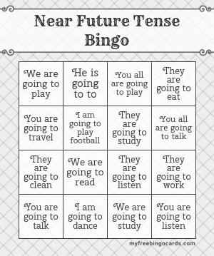 Near Future Tense Bingo
