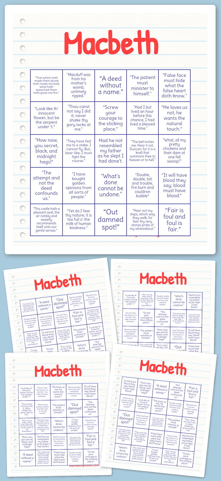 Virtual Macbeth Bingo