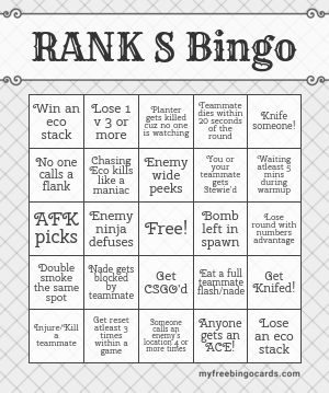 RANK S Bingo