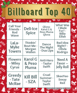 Billboard Top 40 Bingo