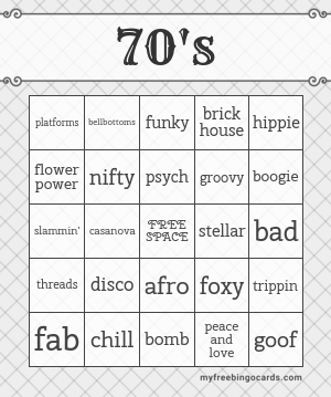 70's bingo