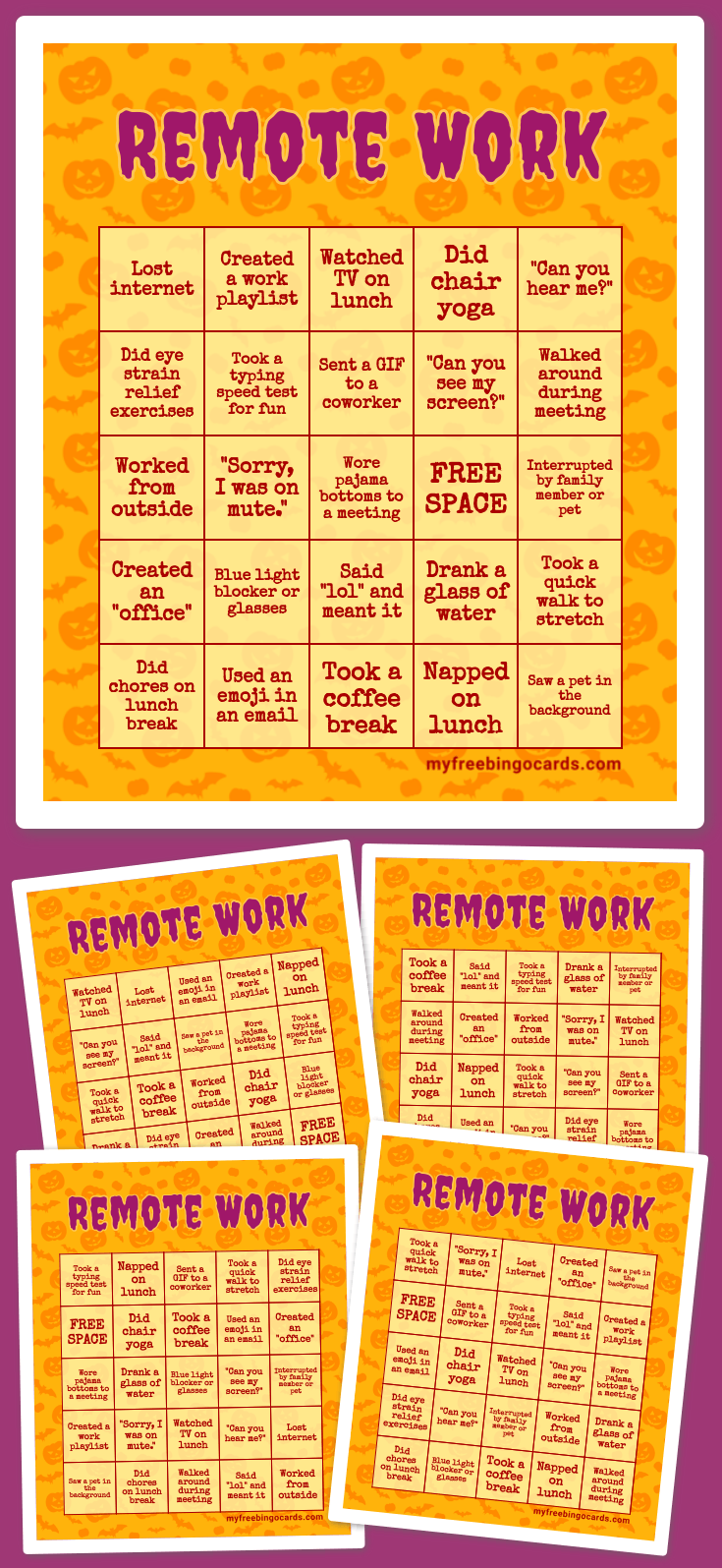 Virtual Remote Work Bingo
