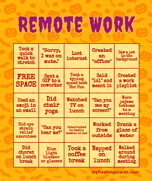 Remote Work Bingo