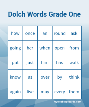 Dolch Words Grade One Bingo