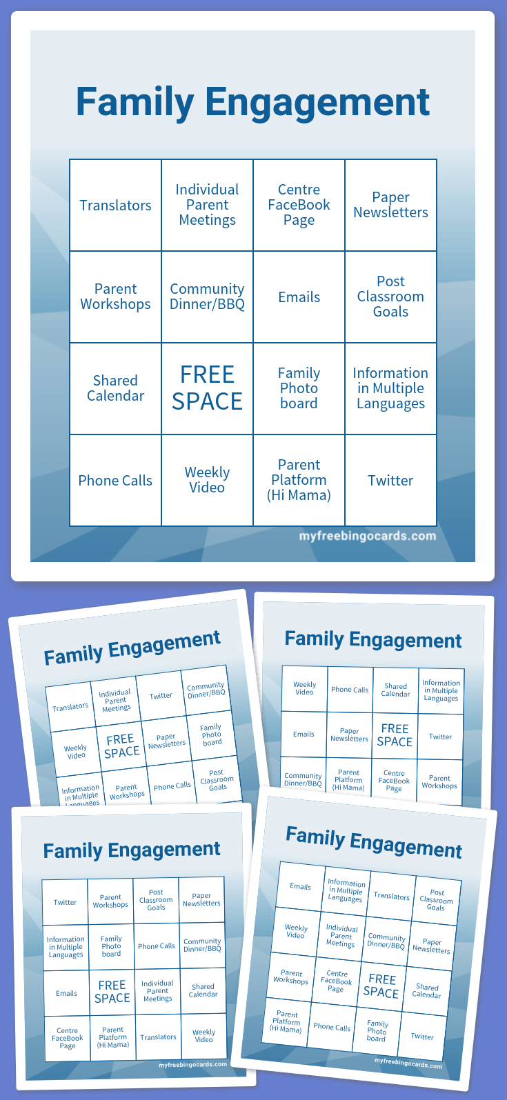 Virtual Family Engagement Bingo