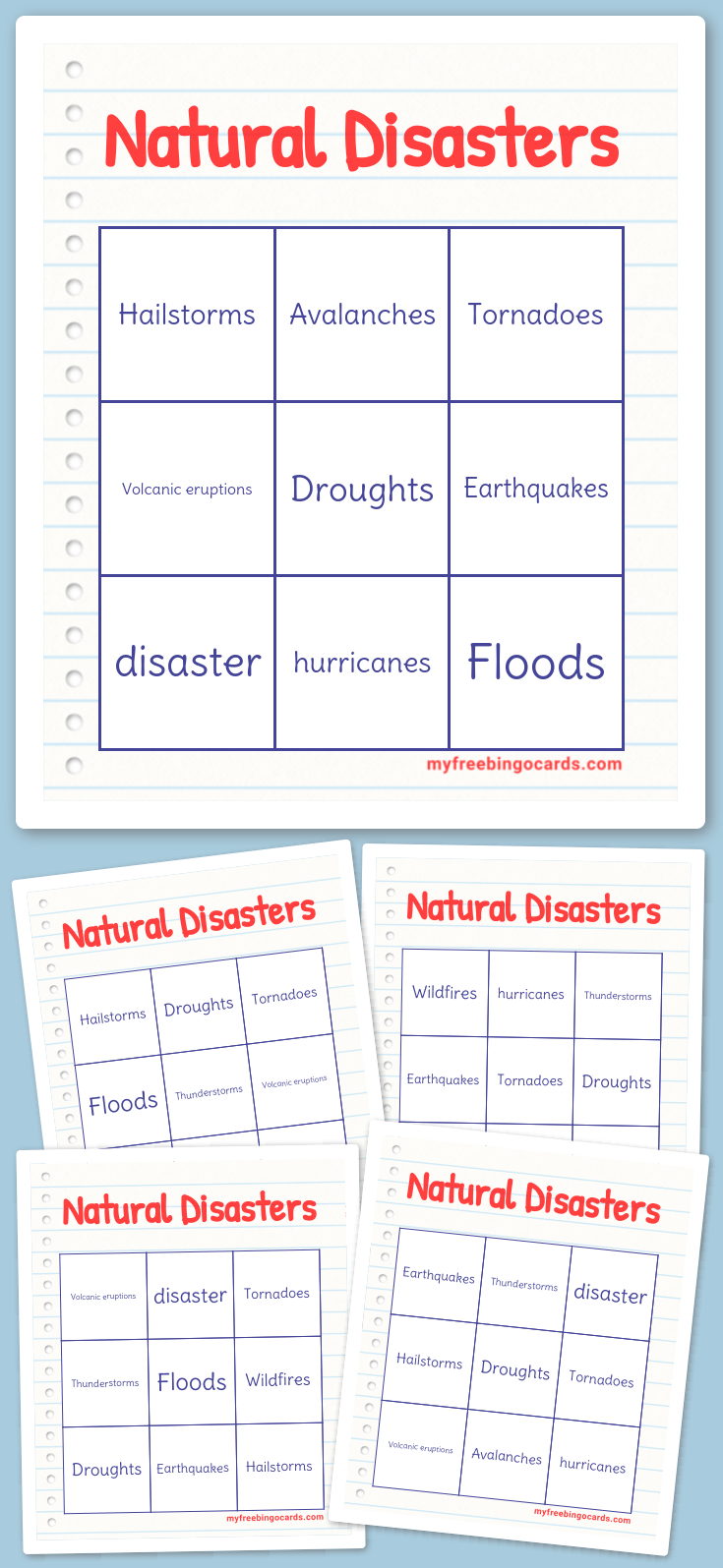 Virtual Natural Disasters Bingo