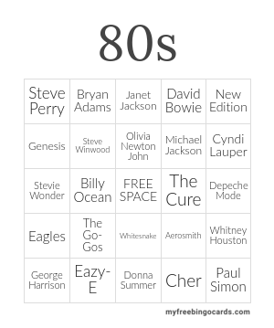 80s bingo