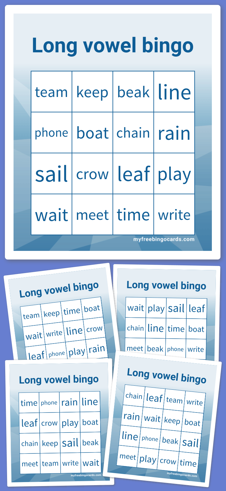 Virtual Long vowel bingo