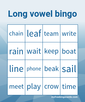 Print 100+ Long vowel bingo Cards