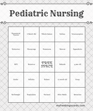 Pediatric Nursing Bingo